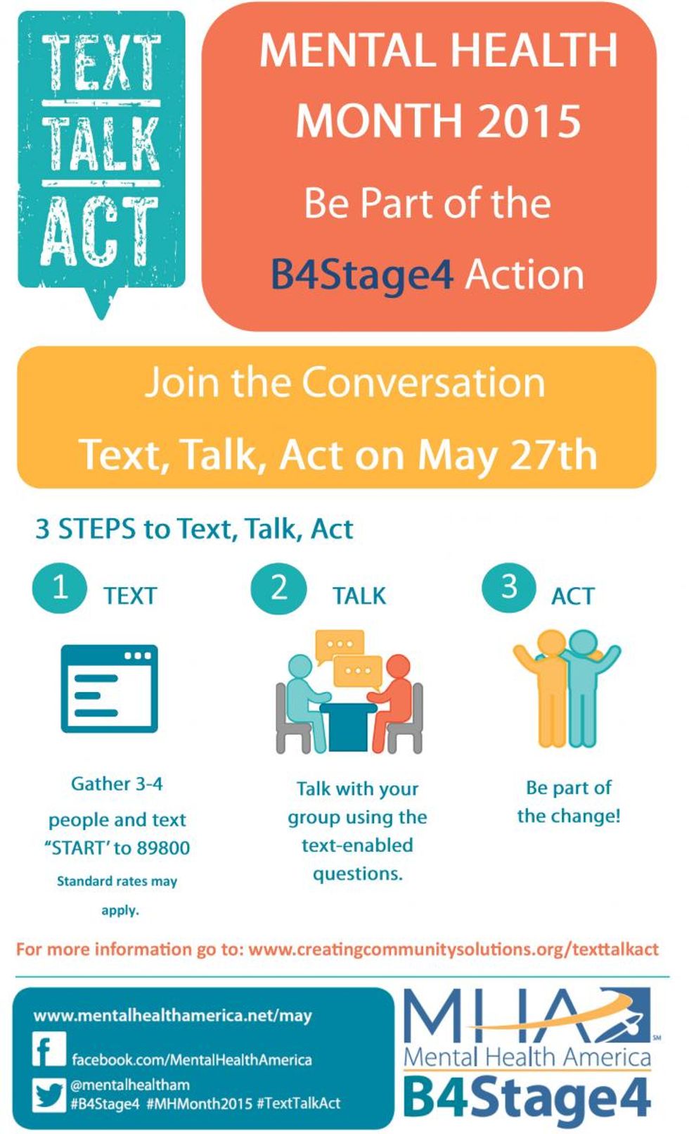 Addressing Mental Health Conditions Before Stage 4: Text, Talk, Act ...